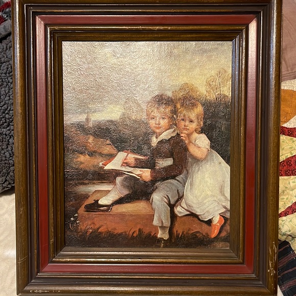 Art | Vintage Estate Art Print Wood Framed Syroco Art Bowden Children ...